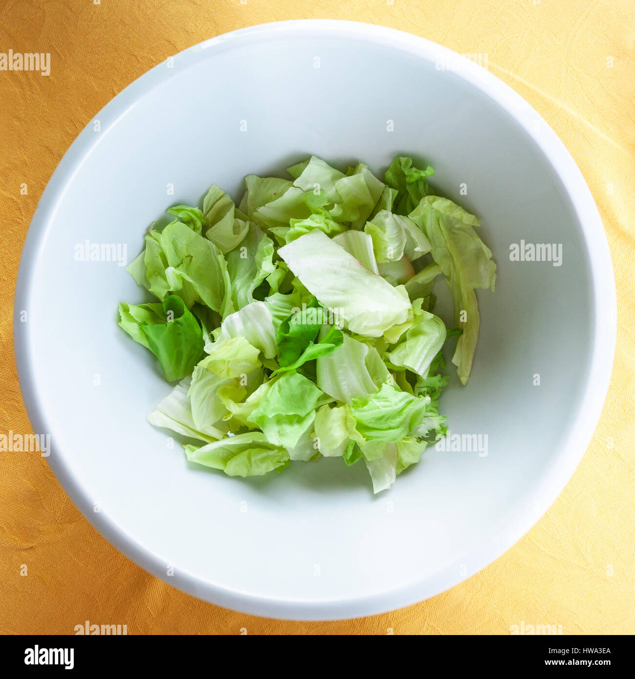 travel to Italy, italian cuisine - top view of portion of green lettuce ...