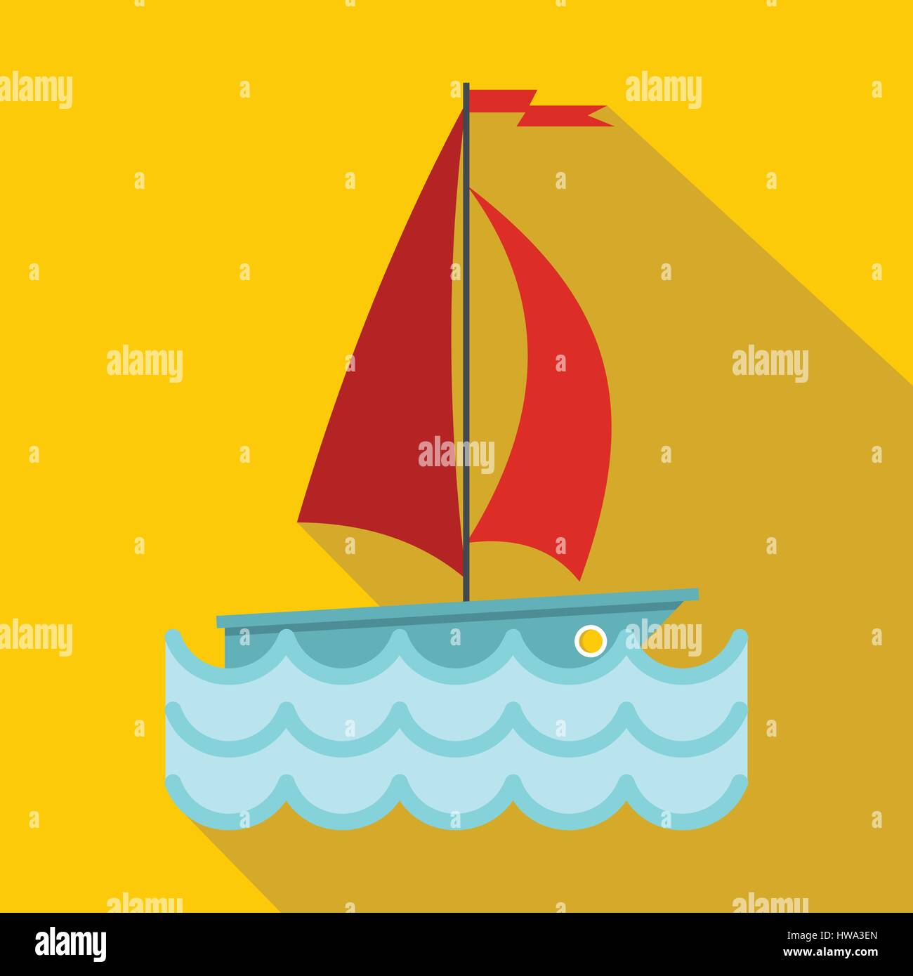Yacht with red sails icon, flat style Stock Vector Image & Art - Alamy