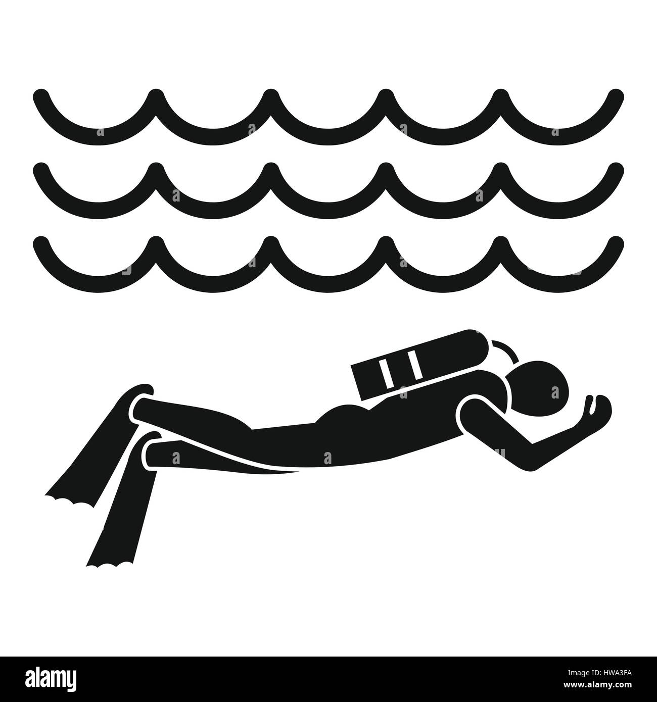 Scuba diver man in diving suit icon, simple style Stock Vector Image ...