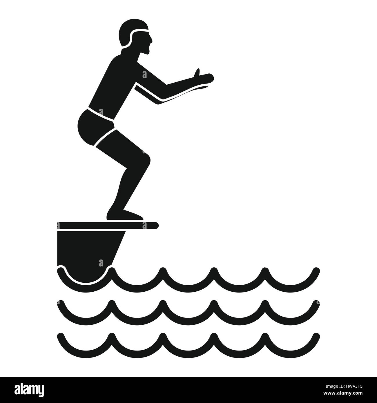 Man standing on springboard icon, simple style Stock Vector Image & Art ...