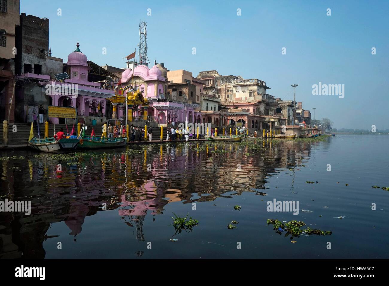 India, state of Uttar Pradesh, Mathura, Vishram temple and ghats Stock ...