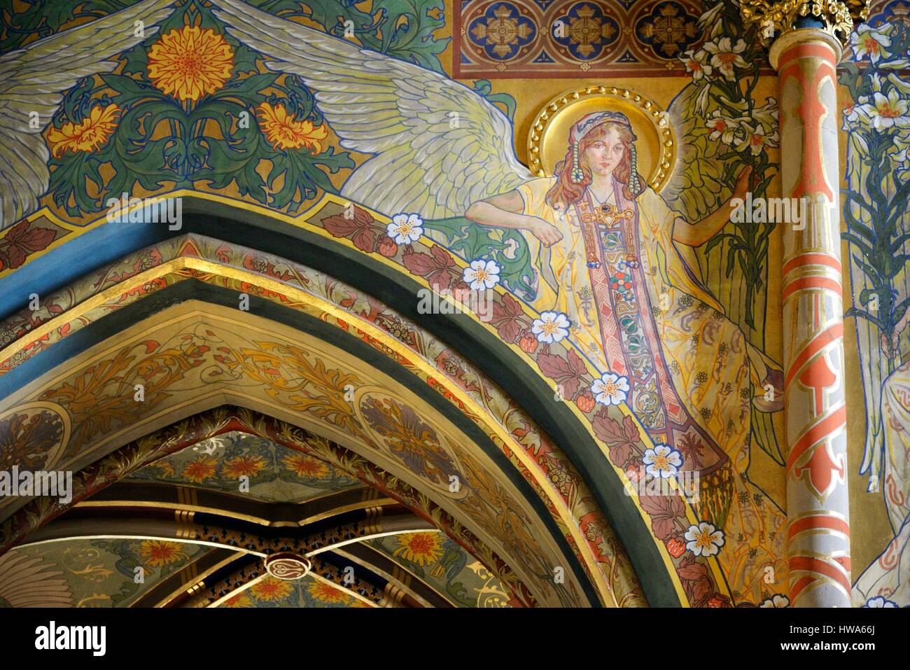 Czech Republic, Prague, Vysehrad Citadel, interior of the Basilica of ...