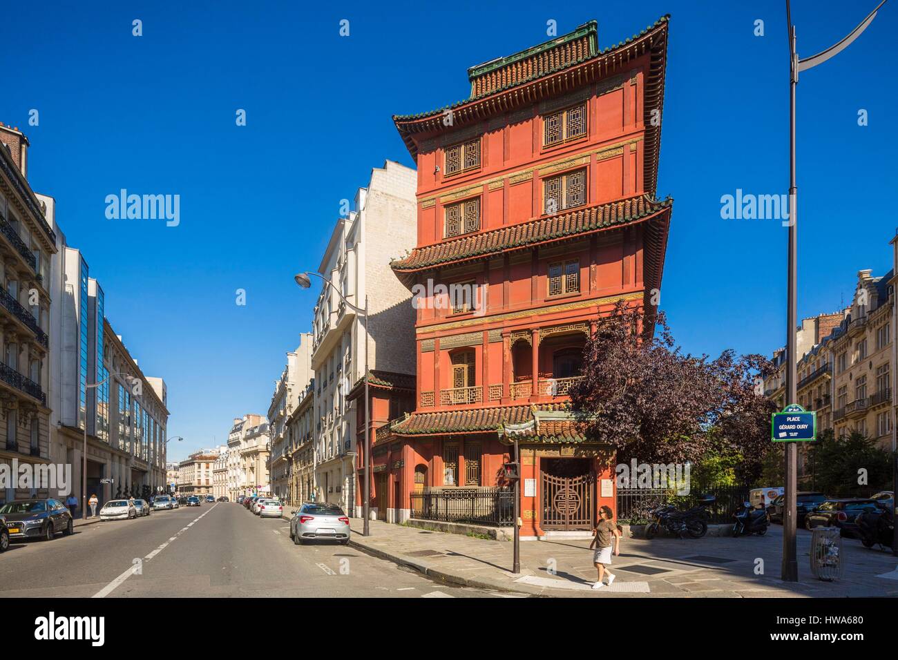 France, Paris, a Chinese pagoda, the Loo house built in 1926, is now a ...