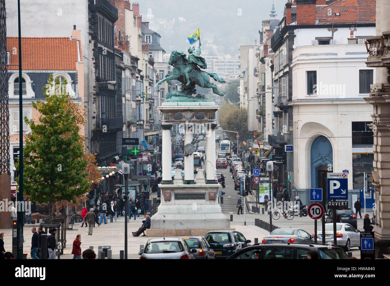 France, Puy de Dome, Clermont Ferrand, Place de Jaude, statue of ...
