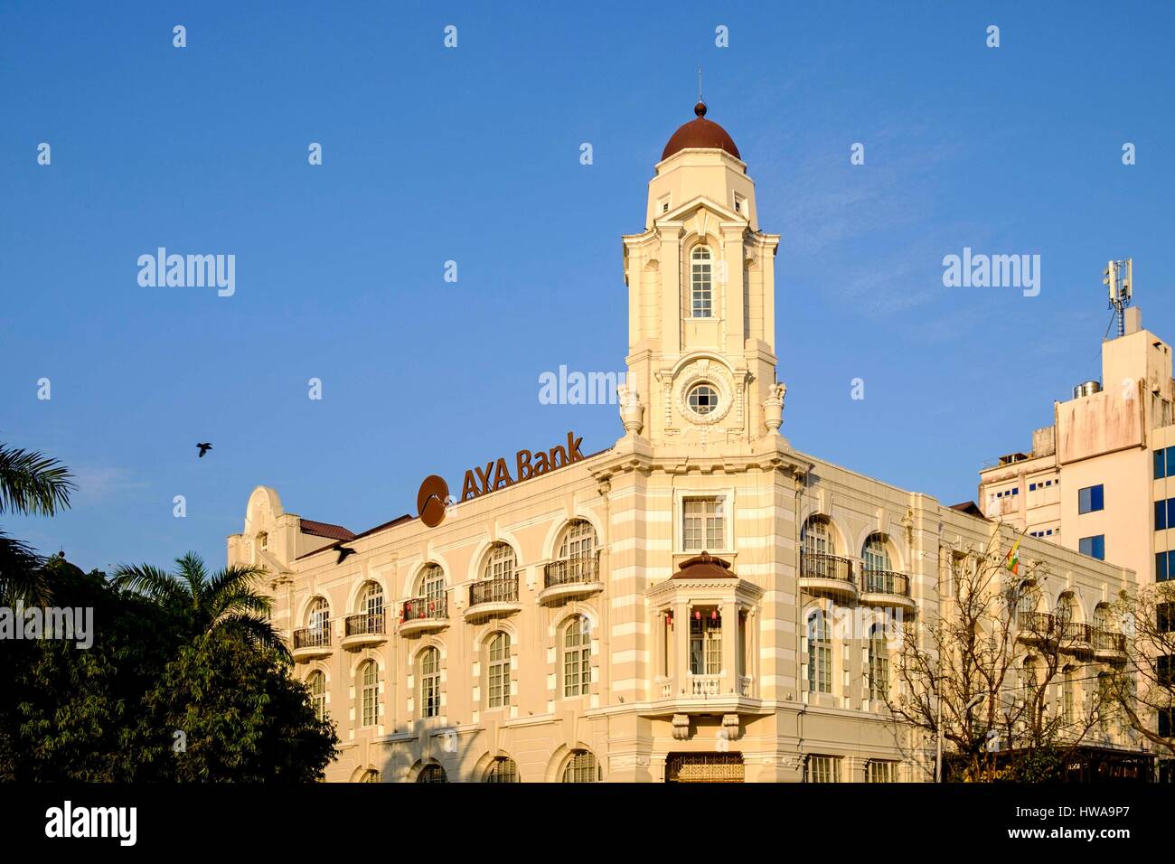 Myanmar, Yangon, old city, Hotel, originally Rowe and Company building ...