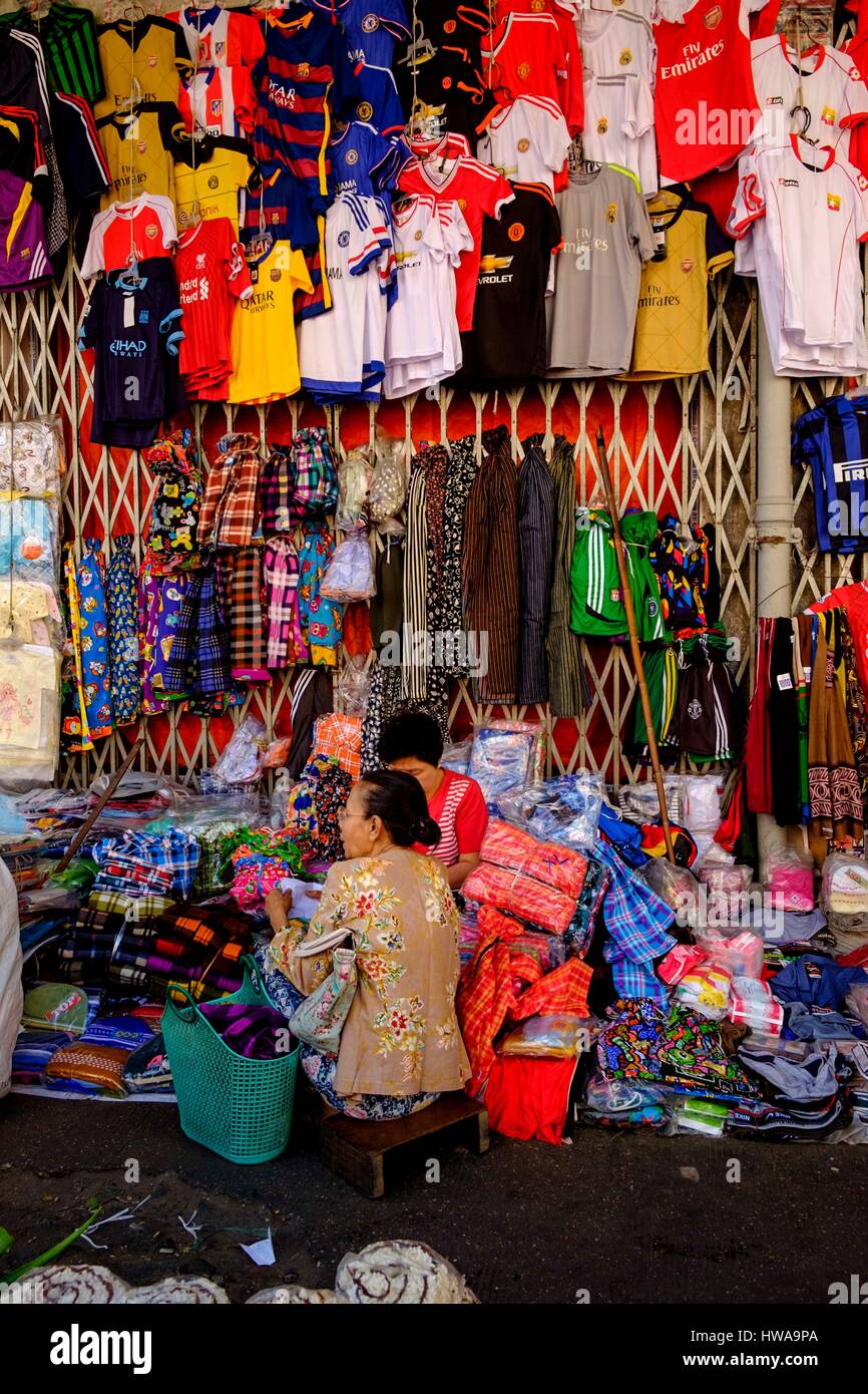Myanmar, Yangon, old city, street seller Stock Photo - Alamy