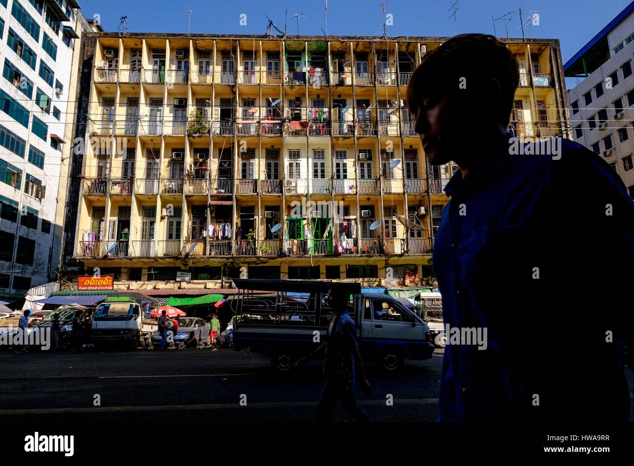 Myanmar, Yangon, old city, Merchant road Stock Photo - Alamy