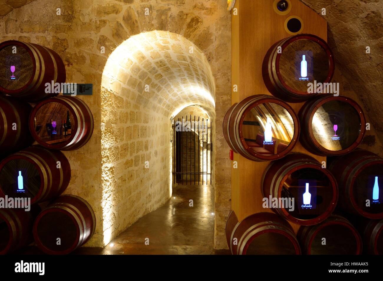 France, Paris, Les Caves du Louvre, wine cellar, built in the ...