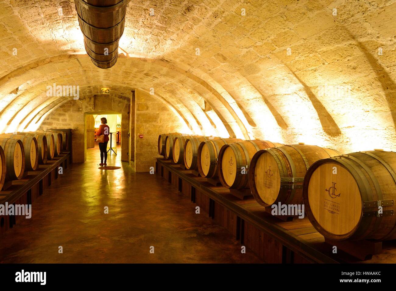 France, Paris, Les Caves du Louvre, wine cellar, built in the ...