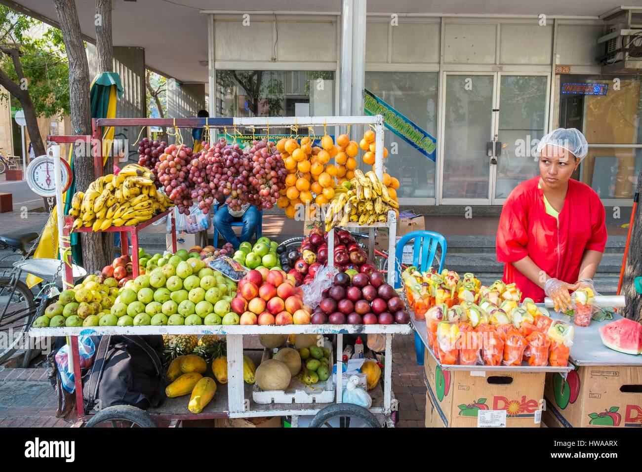 Colombia, Magdalena department, Santa Marta, colonial center, fruit ...