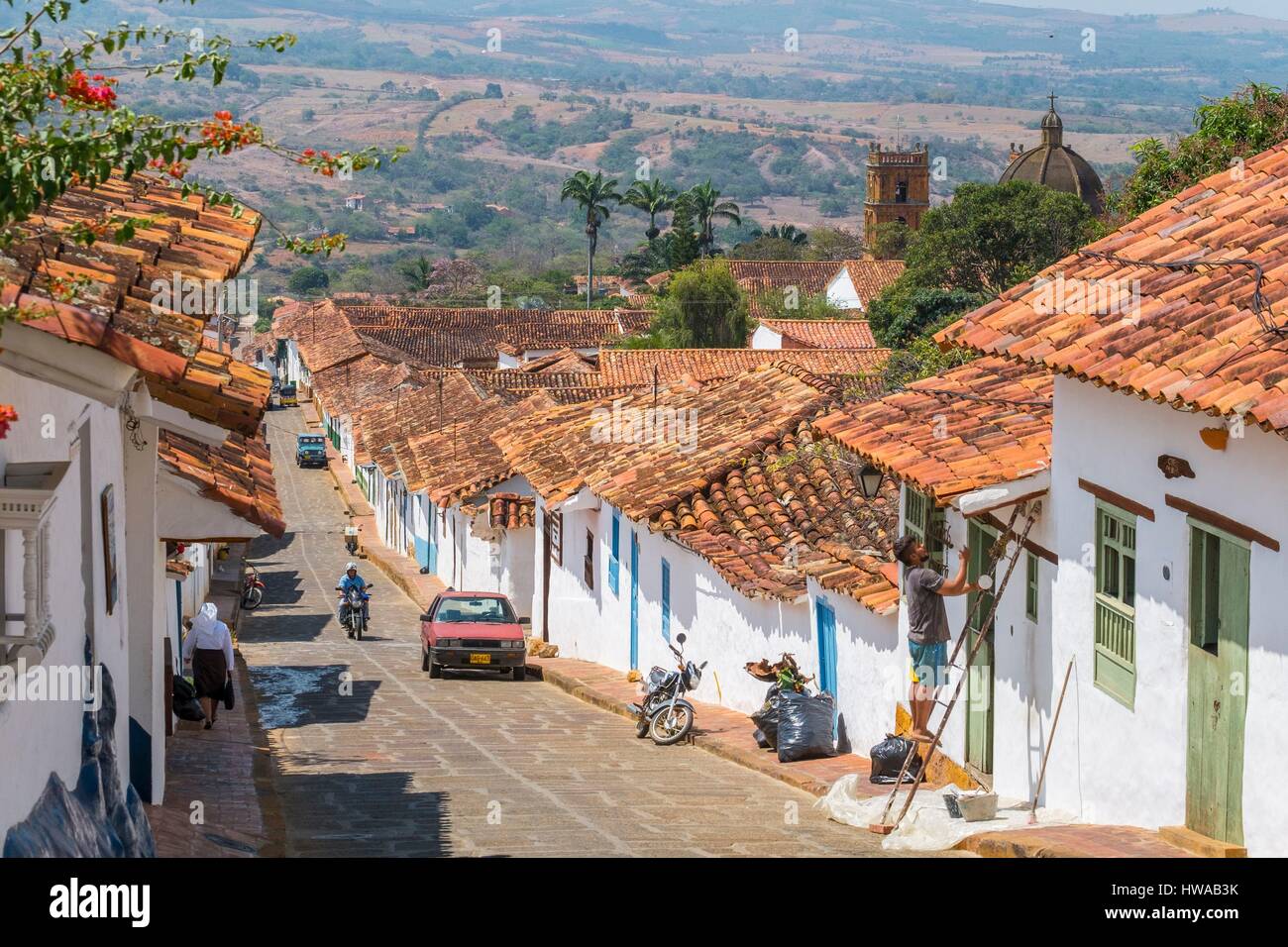 Colombia, Santander department, Barichara, the colonial center Stock ...