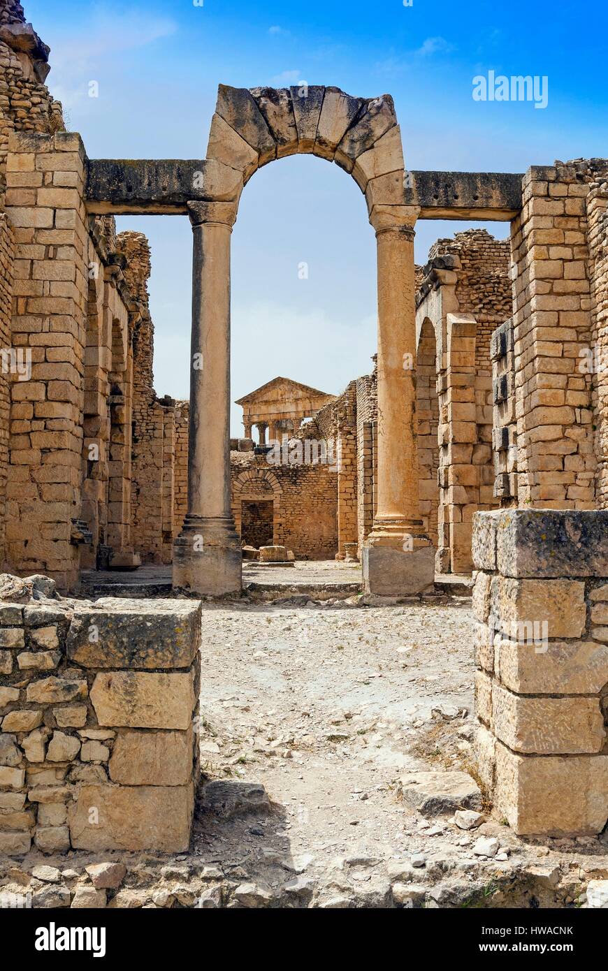 Tunisia, Northwest region, Roman ruins of Dougga or Thugga ...