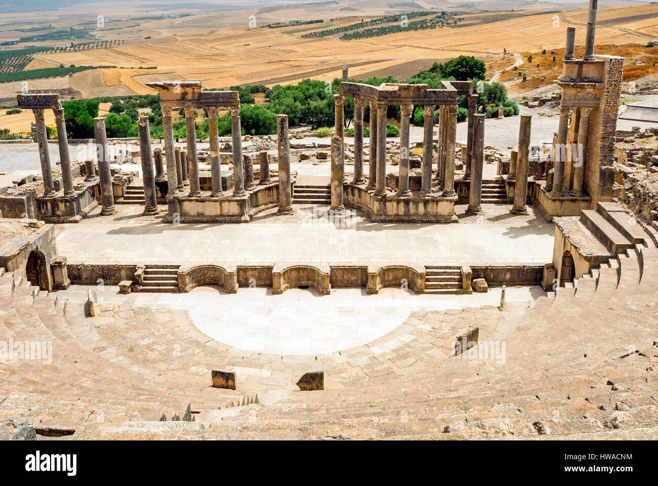 Tunisia, Northwest region, Roman ruins of Dougga or Thugga ...