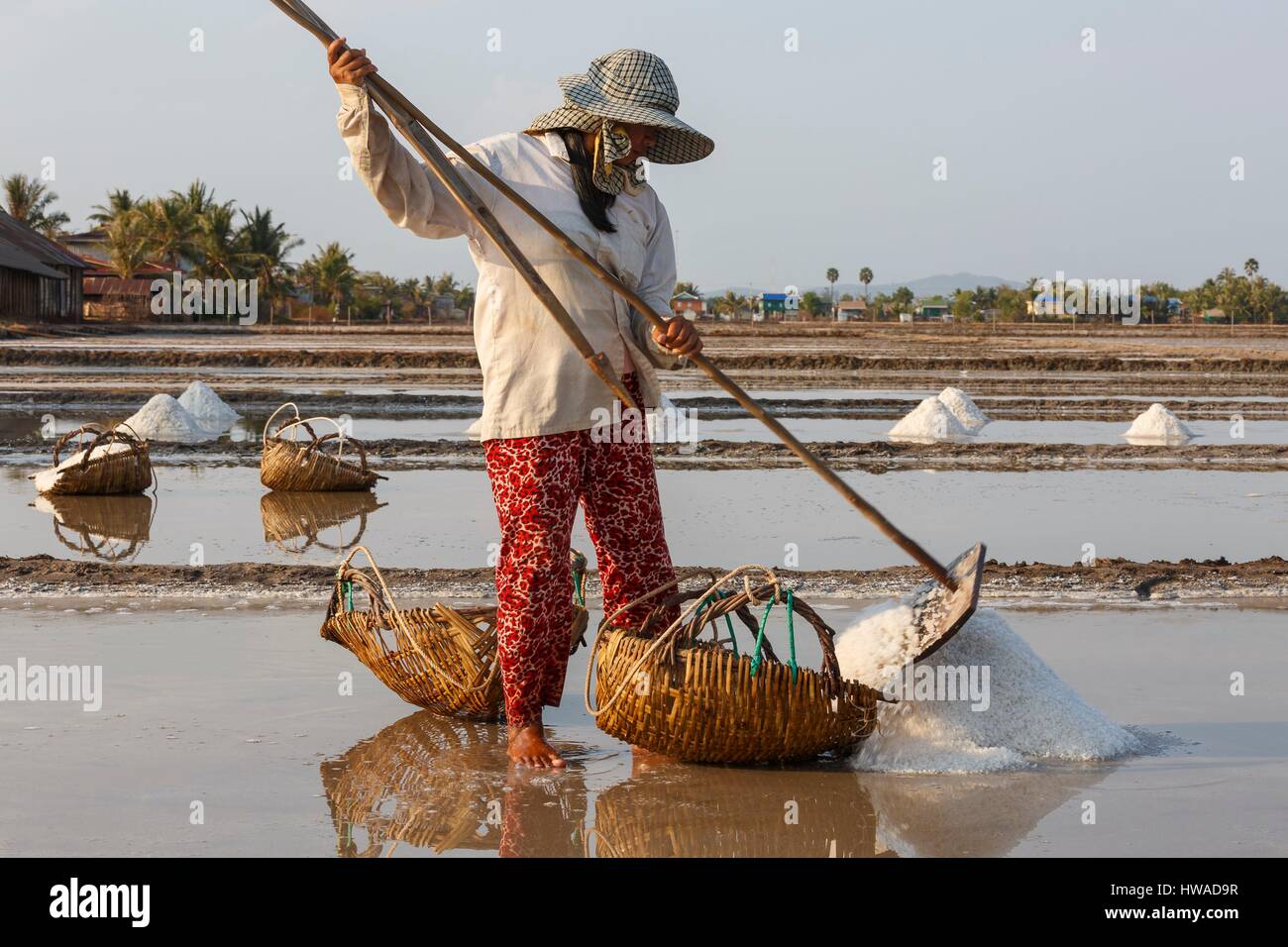 Cambodia, Kampot province, Kampot, salt harvest Stock Photo - Alamy