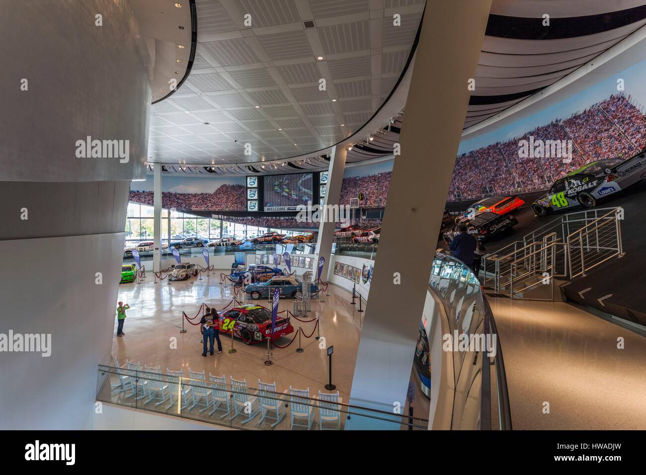 United States, North Carolina, Charlotte, Nascar Hall of Fame, interior ...