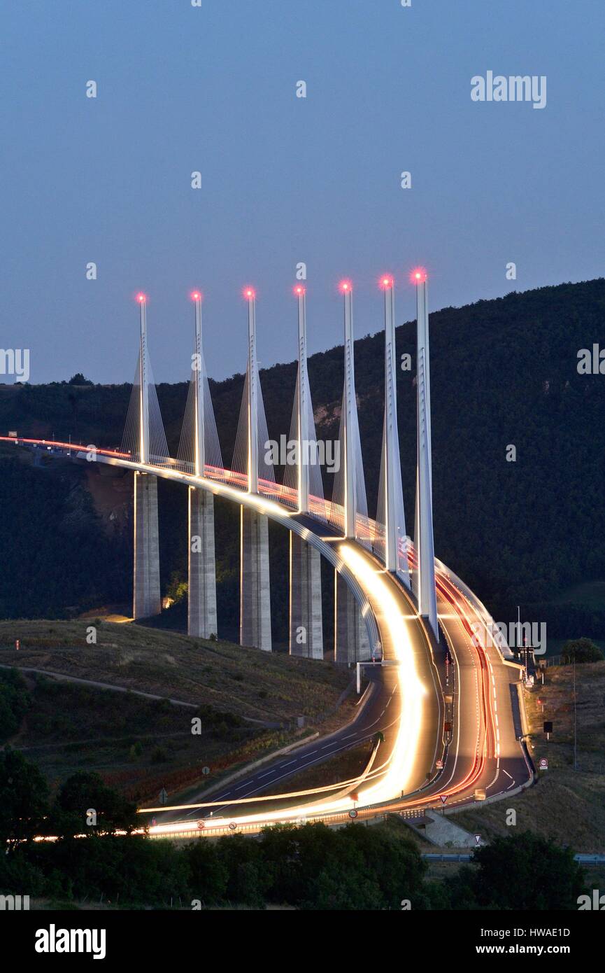 Millau Viaduct Bridge At Night