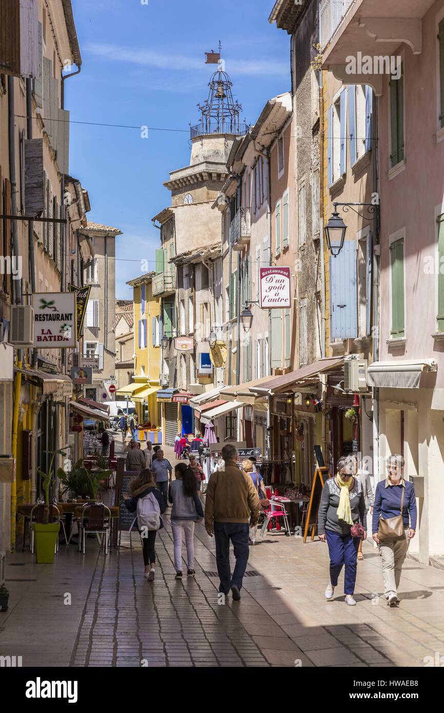 France, Drome, Nyons, Drome provencale, street Des Deportes Stock Photo ...