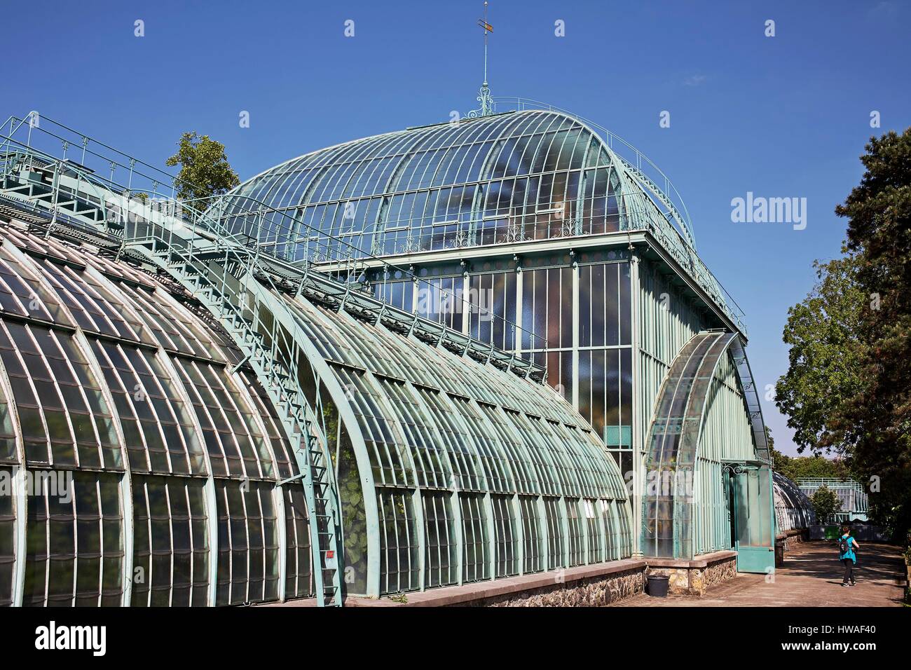 France, Paris, Jardin des Serres d'Auteuil, large greenhouse or ...