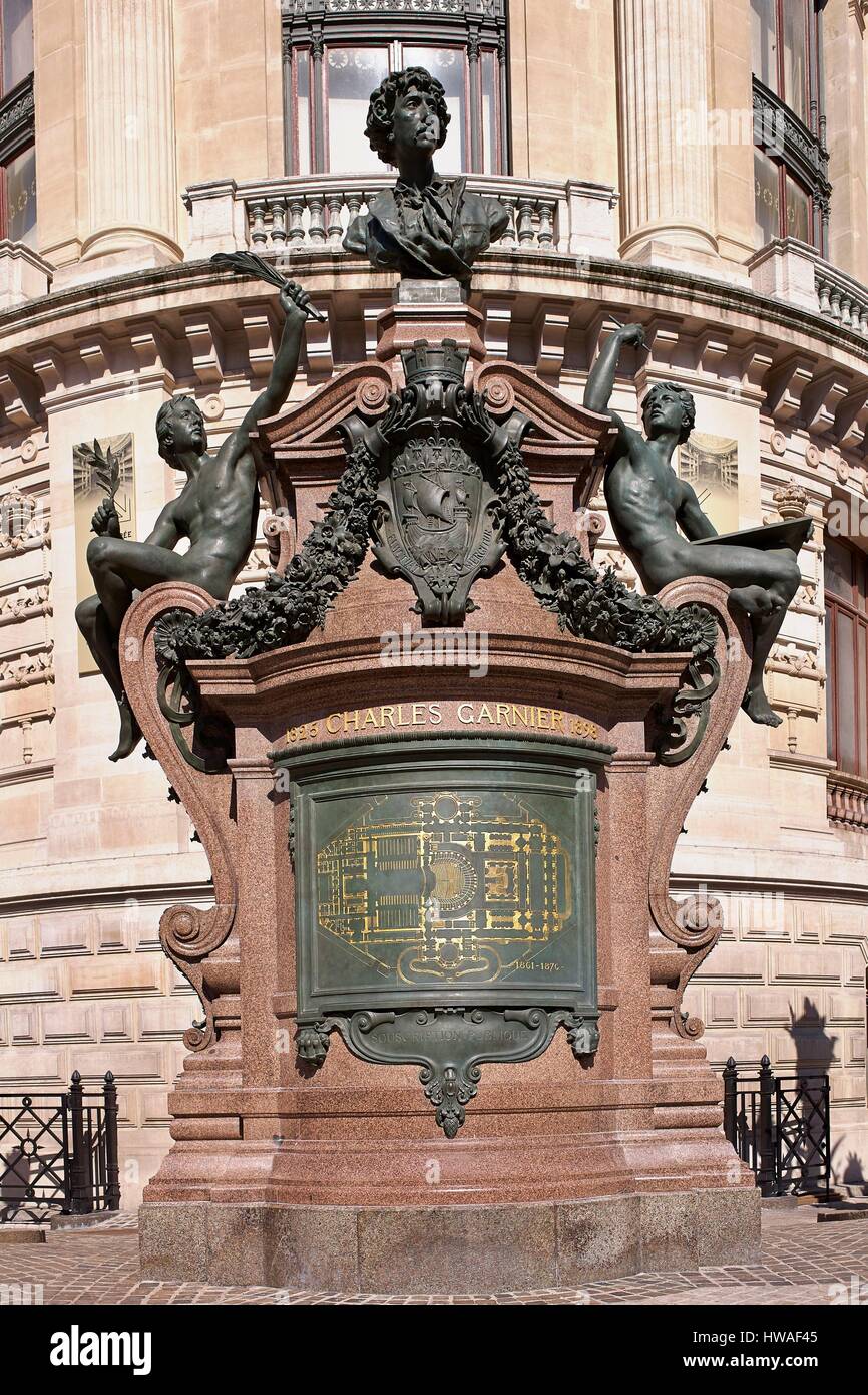 France, Paris, Opéra Garnier, statue of Charles Garnier Stock Photo - Alamy