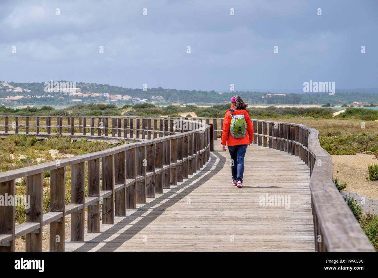 Portugal, Algarve region, Alvor little fishing harbour, wooden ...