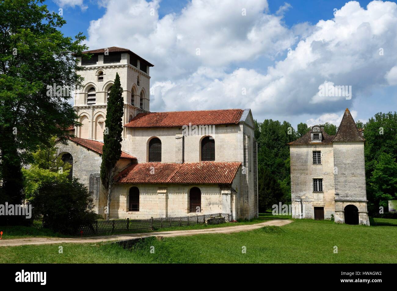 France, Dordogne, Perigord Blanc, Chancelade Romanesque abbey, the ...