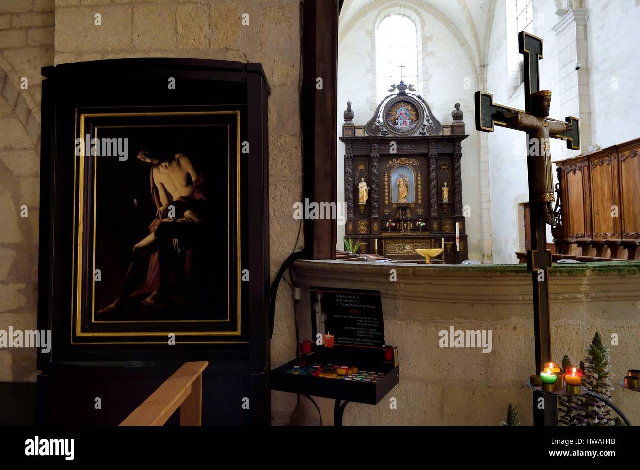 France, Dordogne, Perigord Blanc, Chancelade Romanesque abbey Stock ...