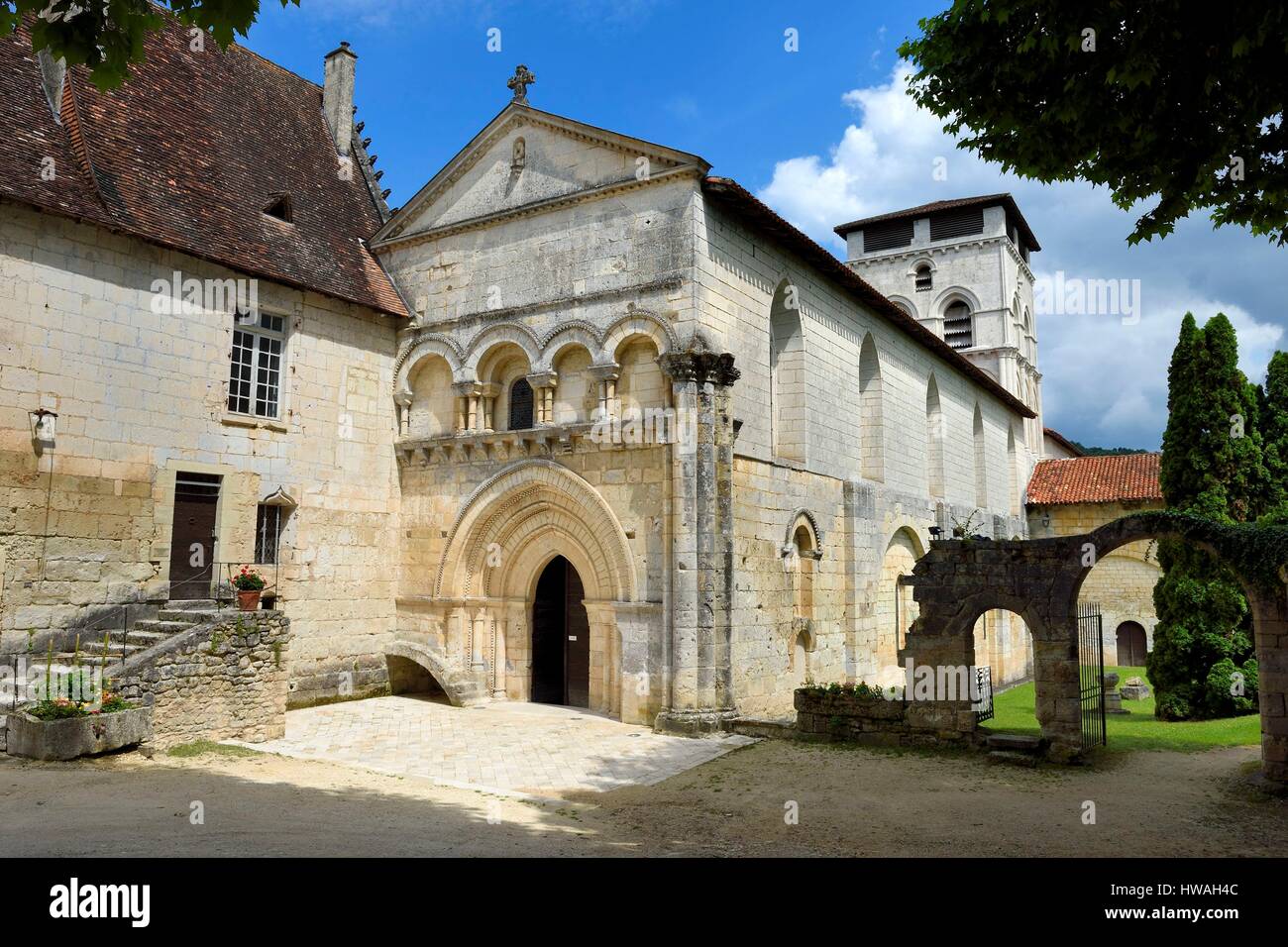 France, Dordogne, Perigord Blanc, Chancelade Romanesque abbey, the ...