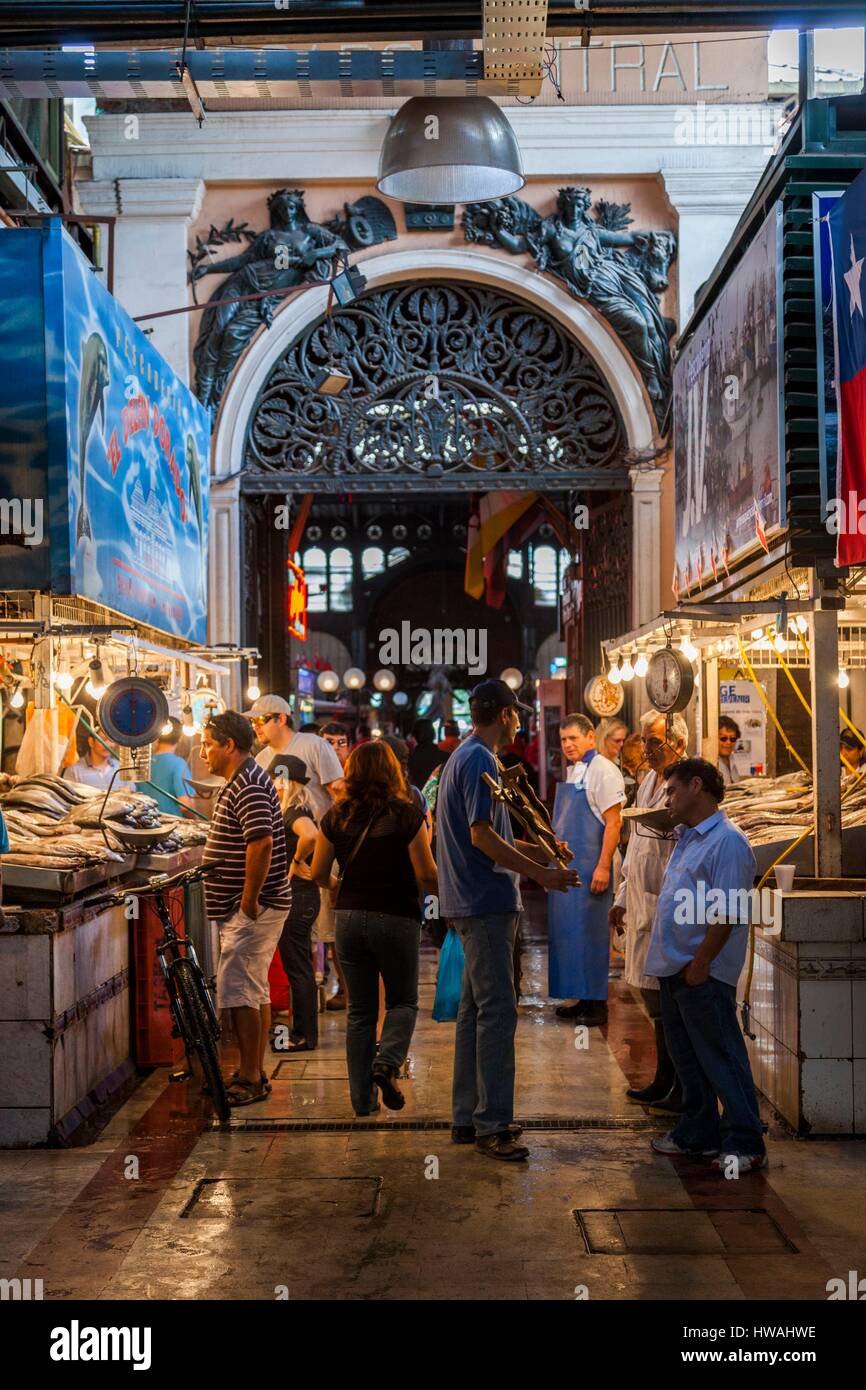 Chile, Santiago, Mercado Central, central market, interior Stock Photo ...