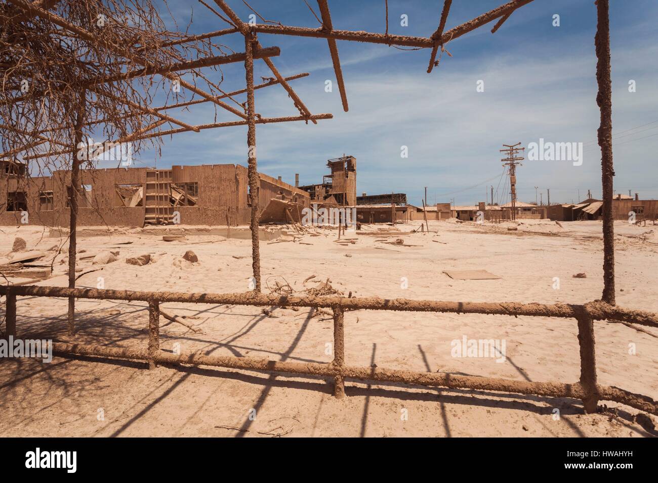 Chile, Officina Pedro de Valdivia, former saltpeter mining ghost town ...