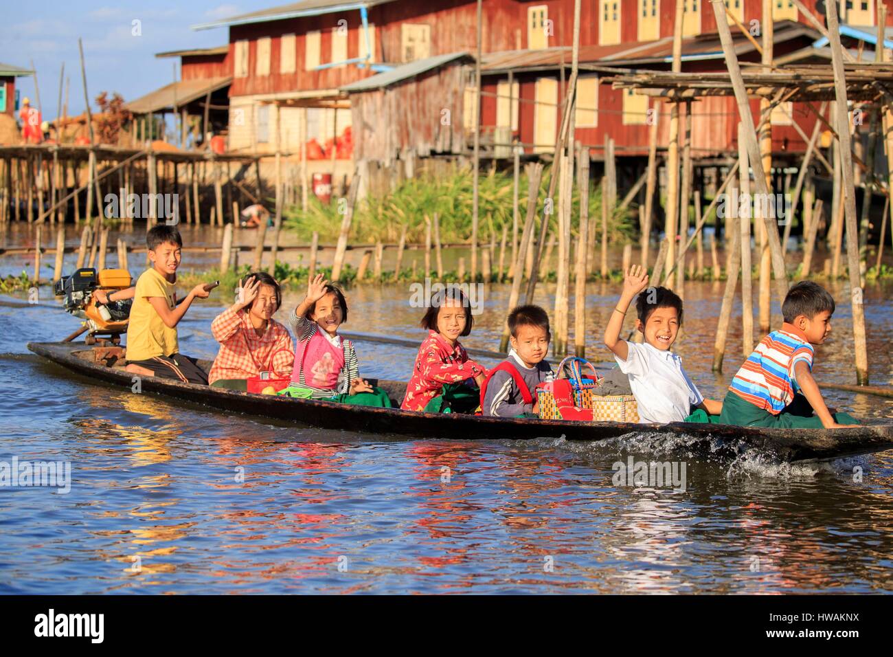 Myanmar, Shan State, Inle lake, transportation with boats Stock Photo ...
