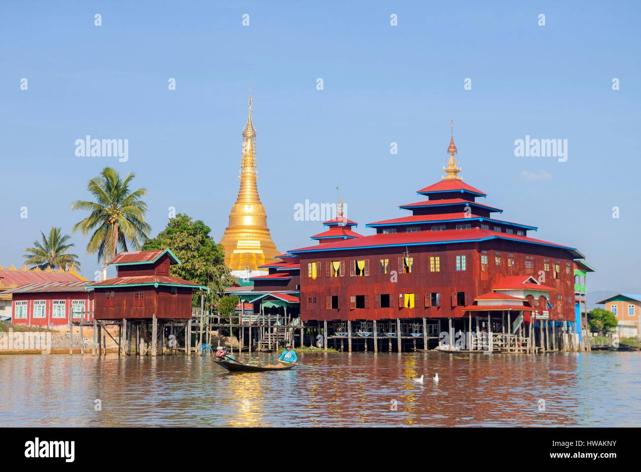 Myanmar, Shan State, Inle lake, Inn Dain Khone village, floating ...