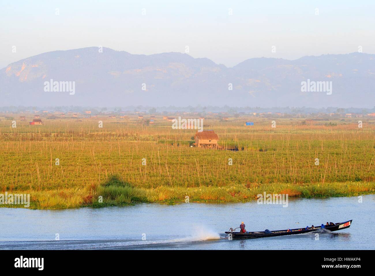 Myanmar, Shan State, Inle lake, transportation with boats Stock Photo ...