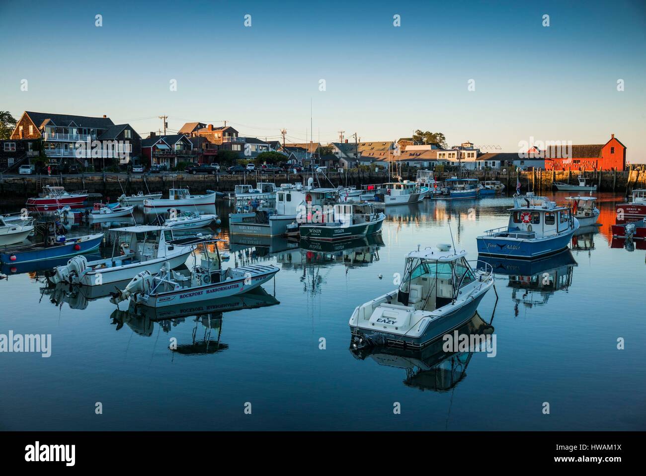 United States, Massachusetts, Cape Ann, Rockport, Rockport Harbor and ...