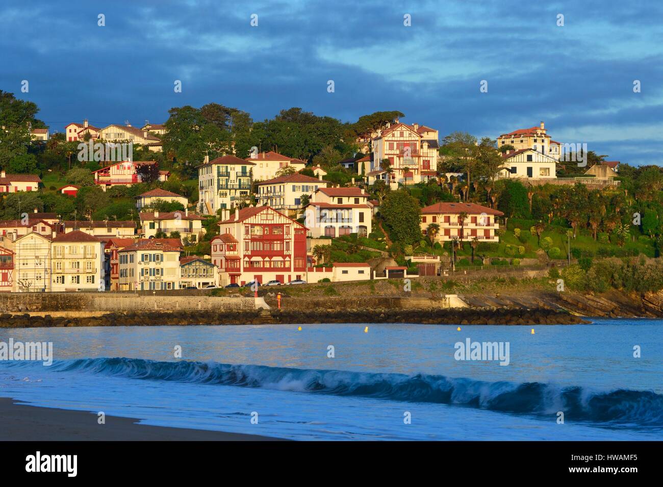France, Pyrenees Atlantiques, Ciboure, Saint Jean de Luz beach Stock ...