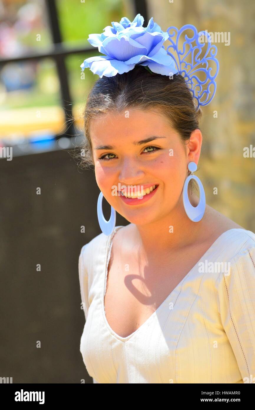 Andalusian girls with traditional outfit High Resolution Stock ...