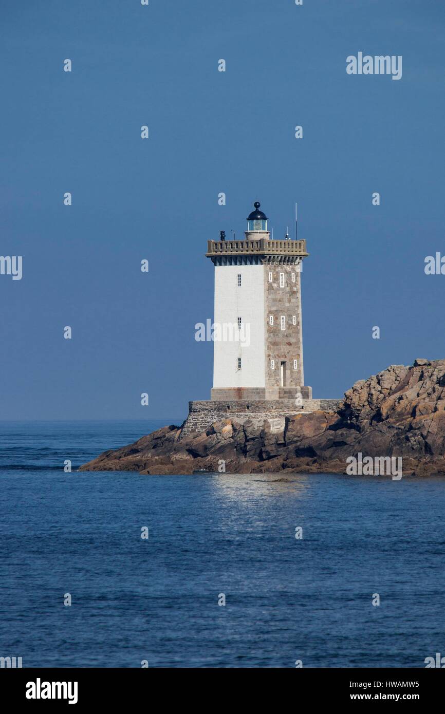 France, Finistere, Le Conquet, Pointe Kermorvan, Lighthouse Stock Photo ...