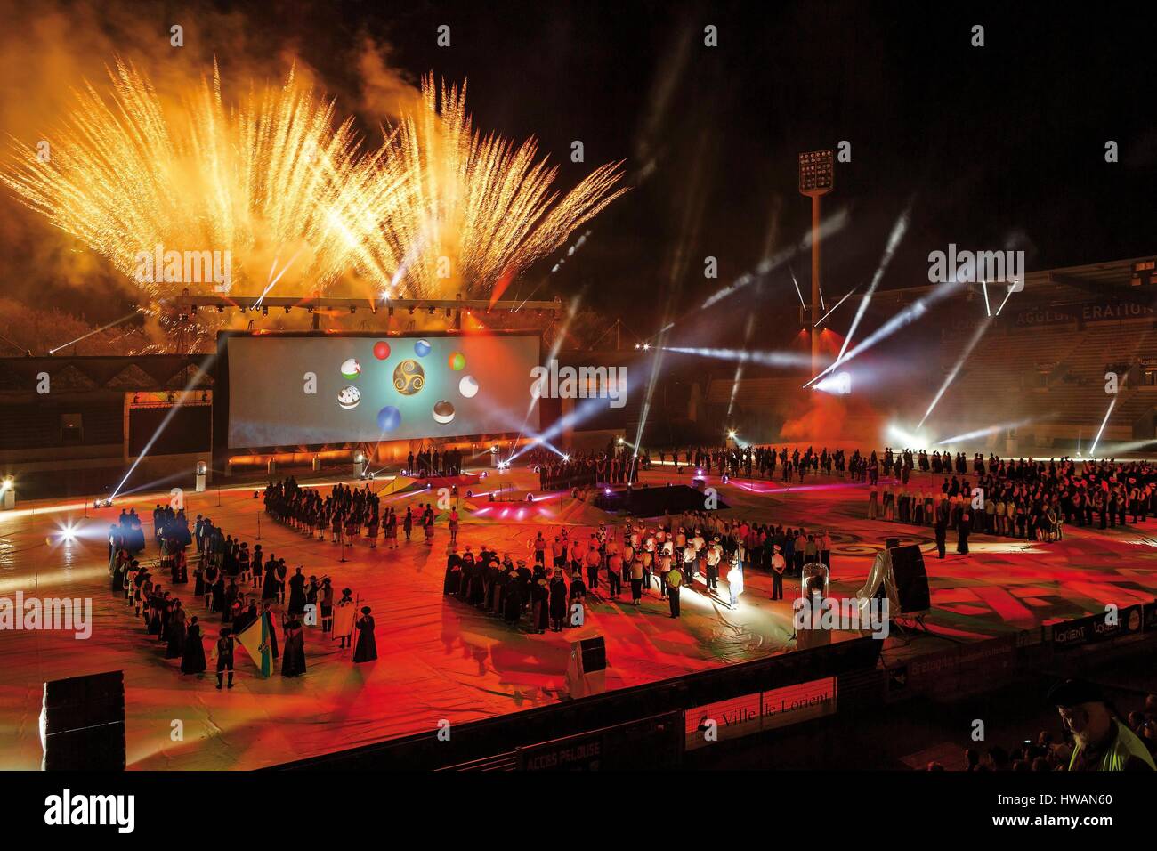 France, Morbihan, Lorient, Lorient Inter-Celtic Festival, lighting ...