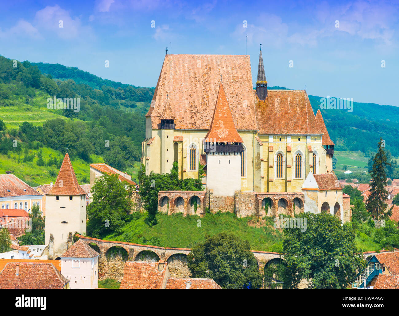 Beautiful medieval architecture of Biertan church in Sibiu, Romania ...