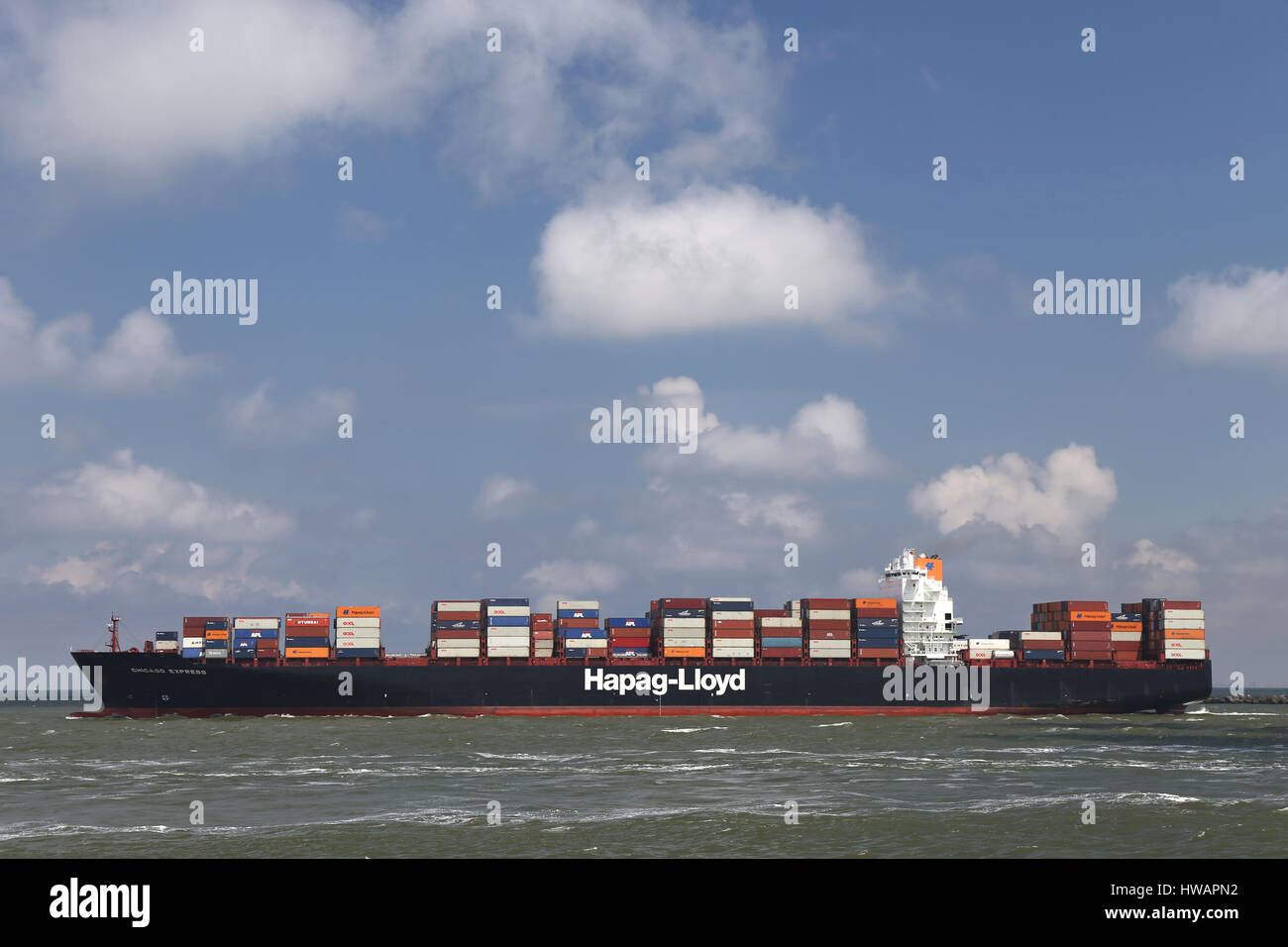 CHICAGO EXPRESS leaving the port of Rotterdam Stock Photo - Alamy