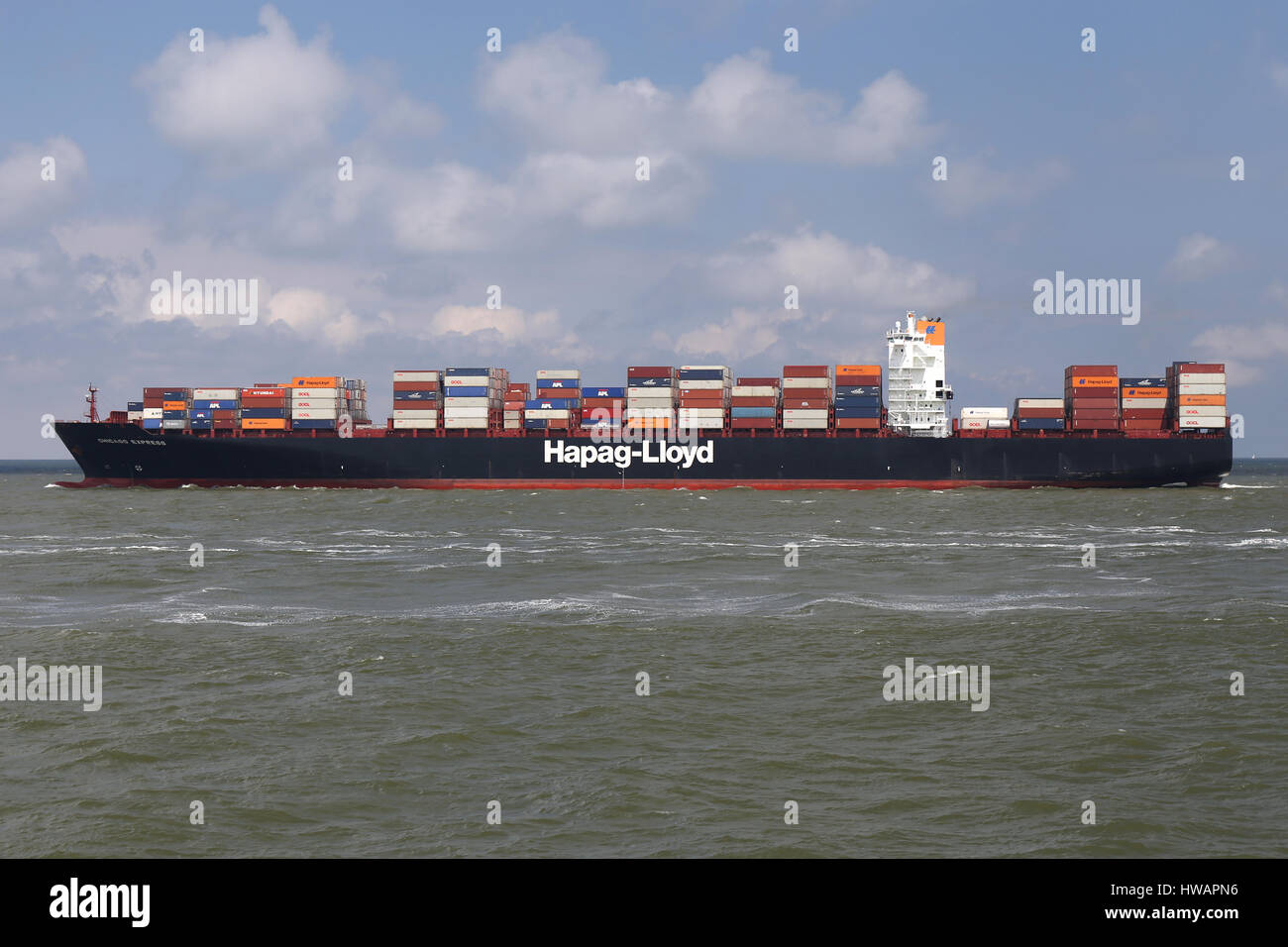 CHICAGO EXPRESS leaving the port of Rotterdam Stock Photo - Alamy