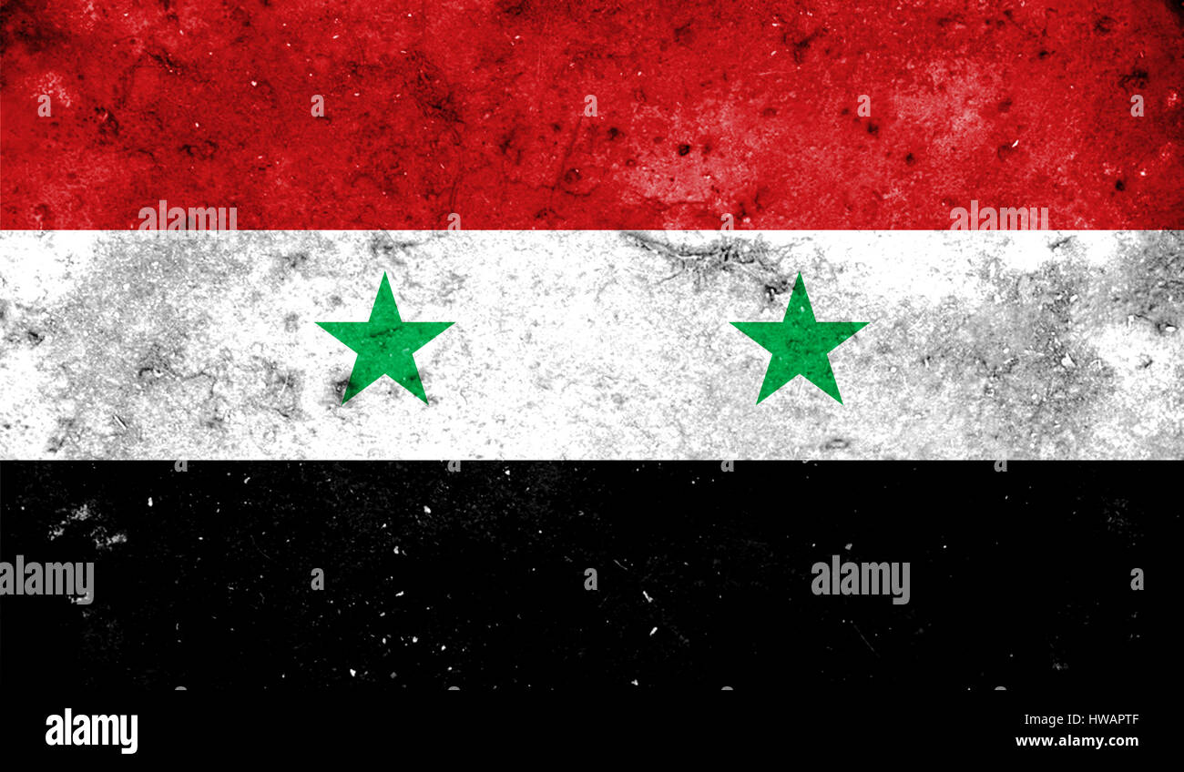Flag of Syria against the background of the old retro-effect,close up ...