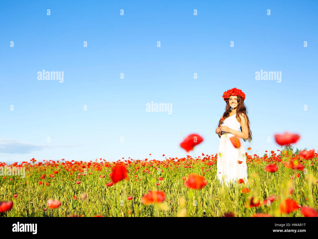 Woman in poppy field hi-res stock photography and images - Alamy