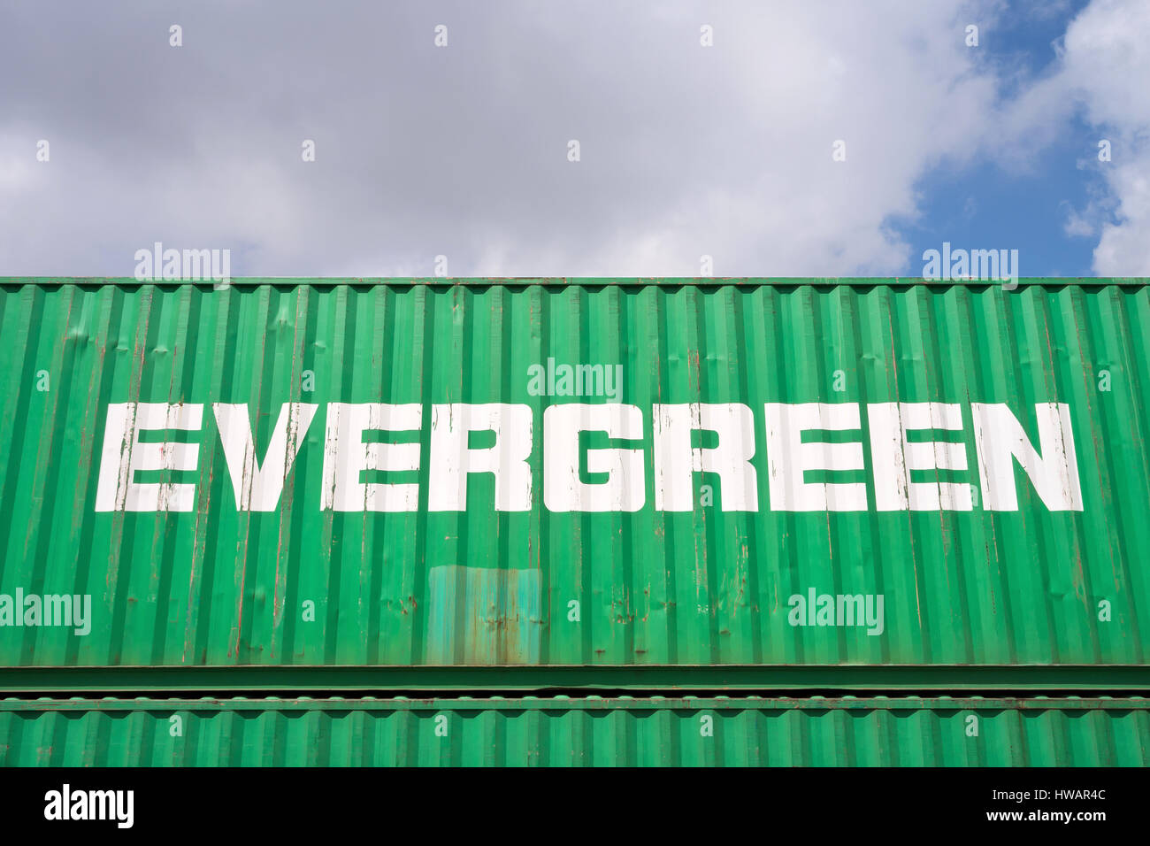 Evergreen 40 ft intermodal container. Evergreen headquartered in Taiwan ...