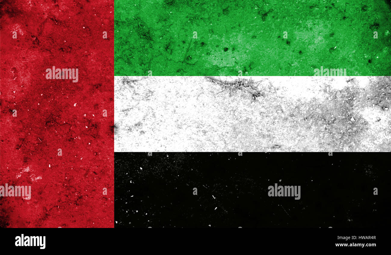 Flag of United Arab Emirates against the background of the old retro ...