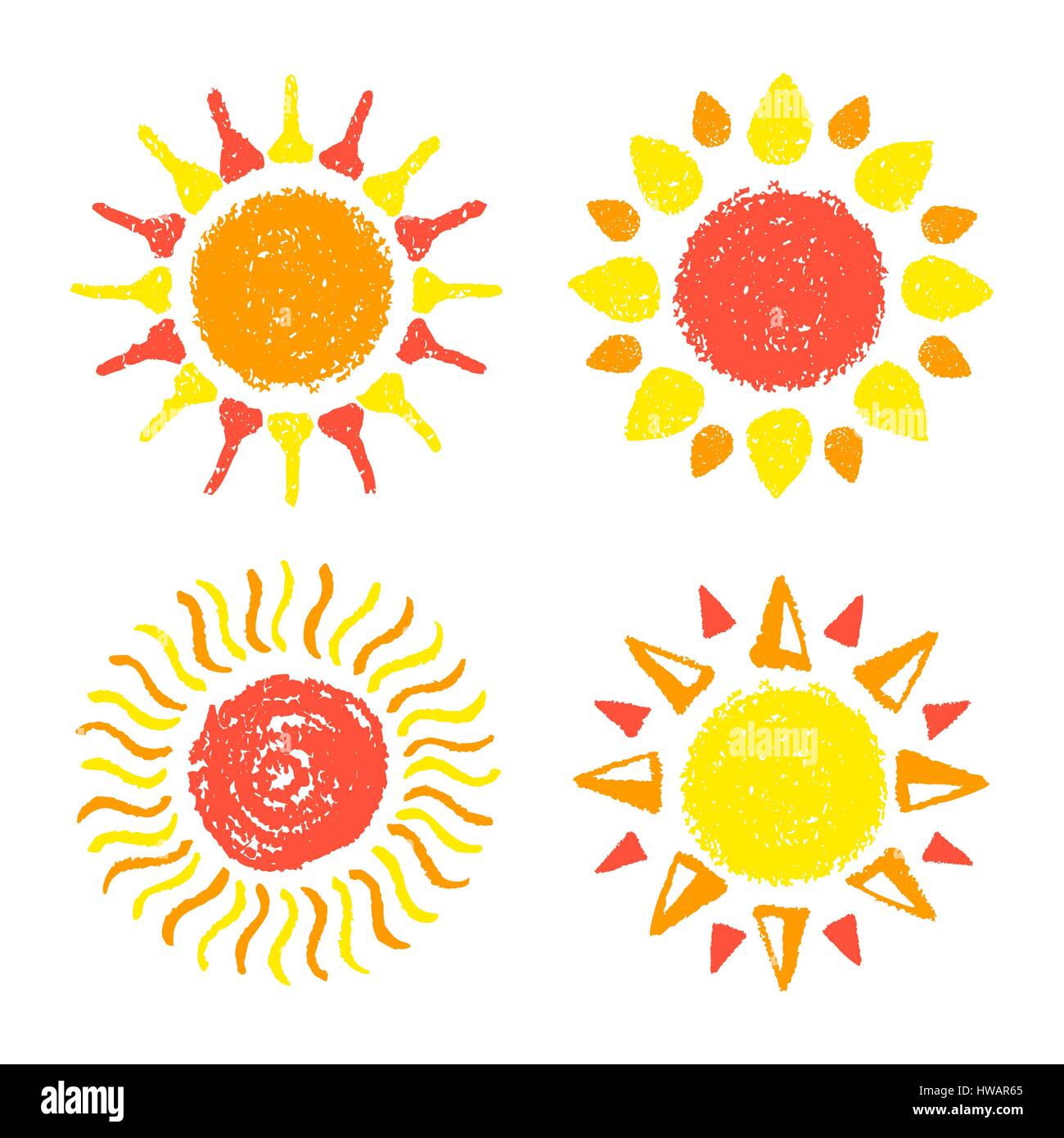 Hand drawn Sun set painted with pastel crayons Stock Vector Image & Art ...