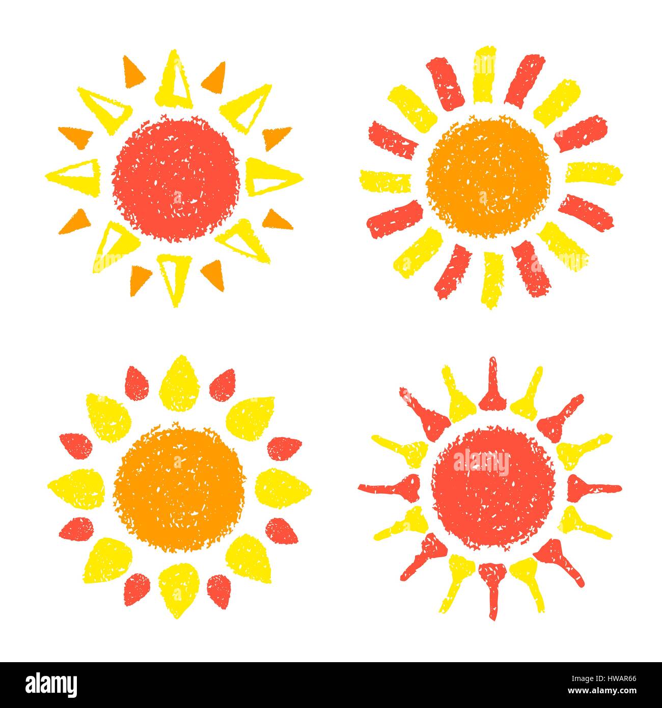 Hand drawn Sun set painted with pastel crayons Stock Vector Image & Art ...