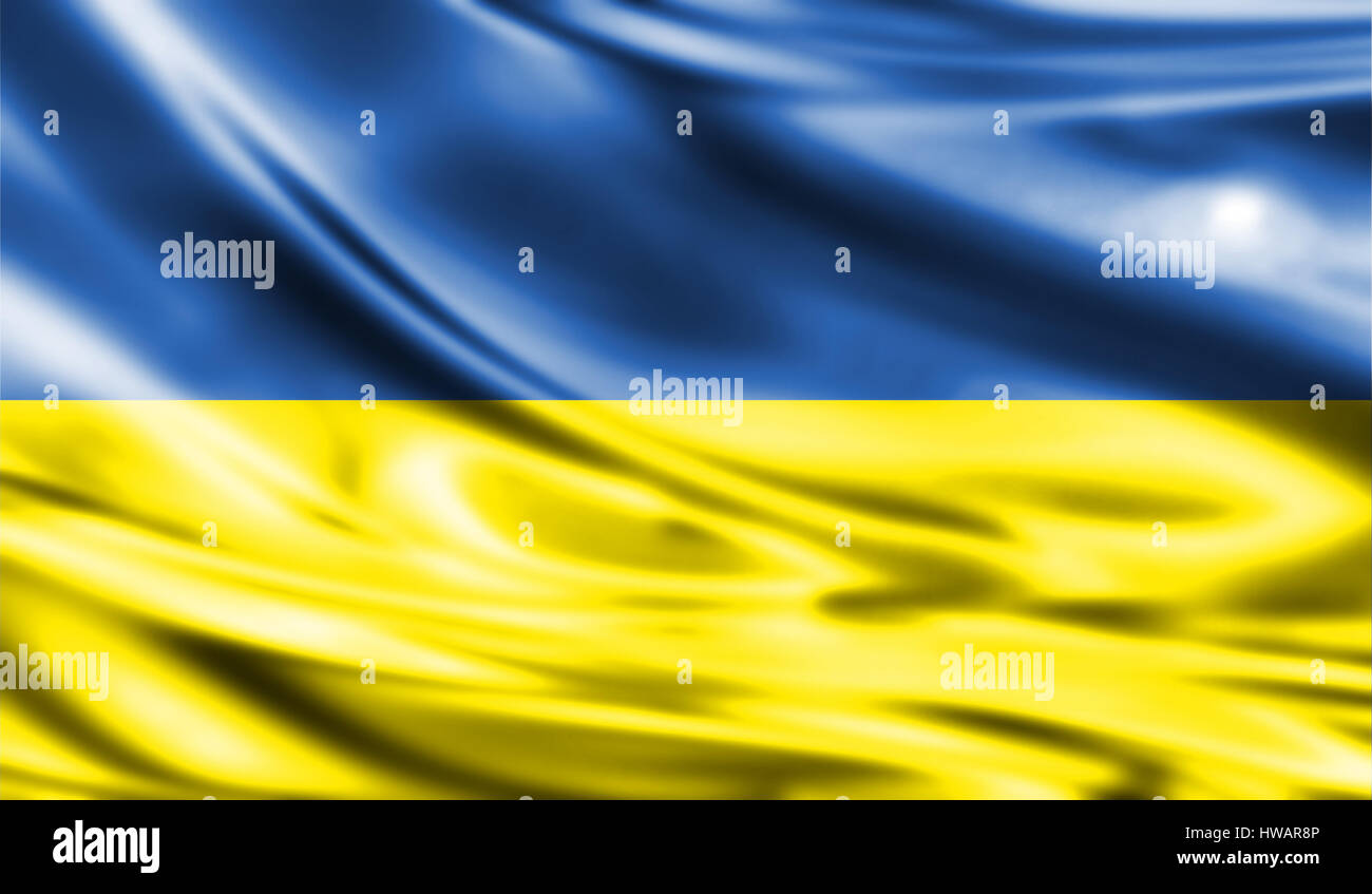 Grunge colorful background, flag of Ukraine. Close-up, fluttering ...