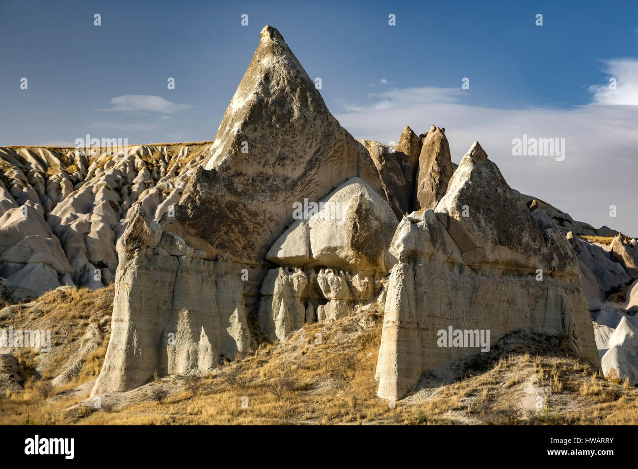Fairy chimneys and rock fins, Love Valley, Cappadocia, Turkey Stock ...