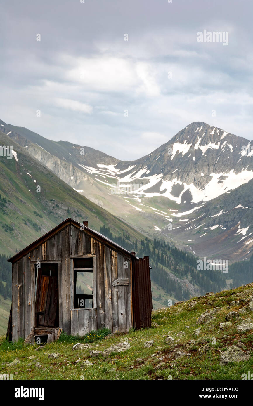 Abandoned cabin and Galena Mountain (13,278 ft.), Animas Forks ghost ...