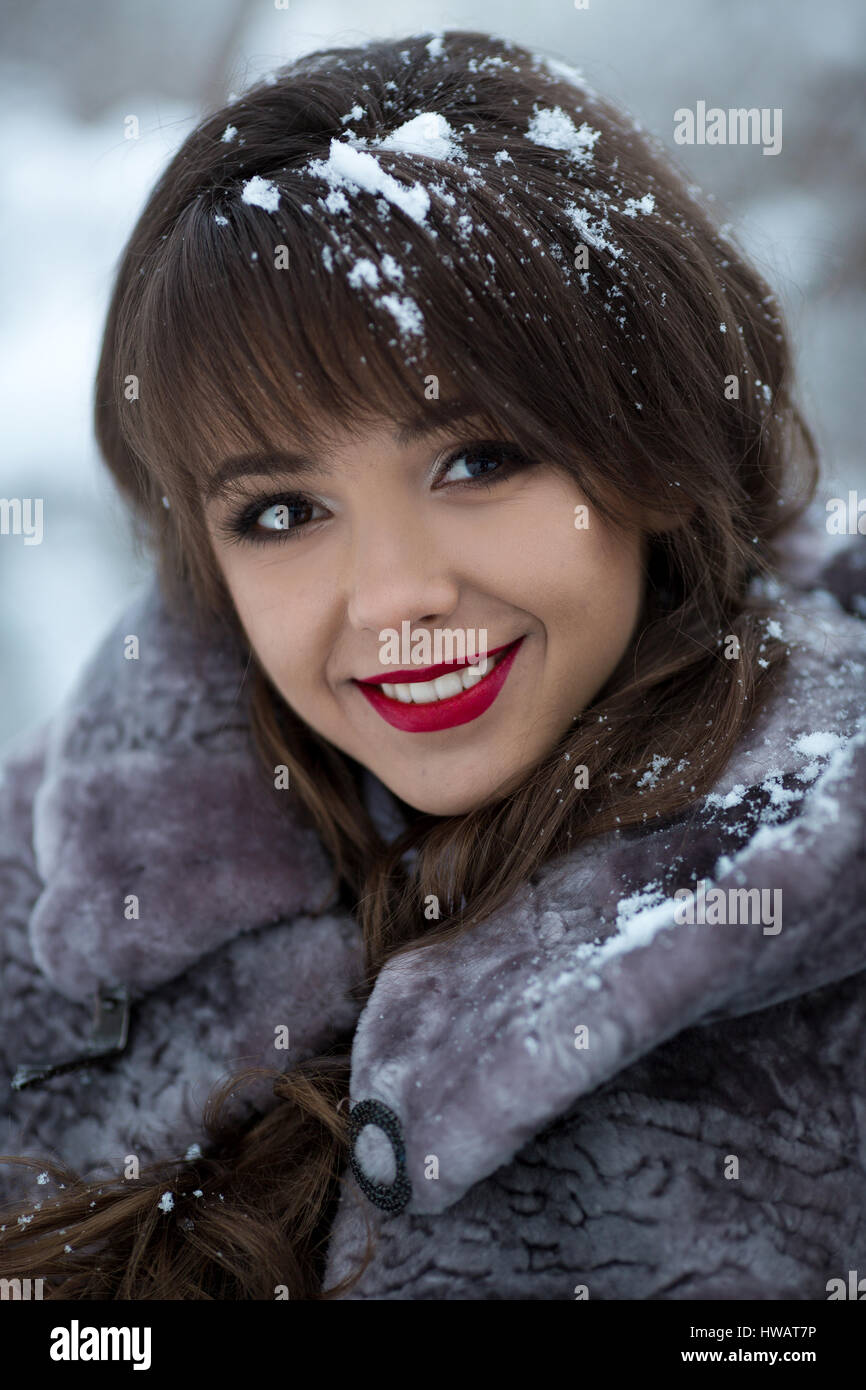 Close-up portrait of very beautiful,cute,cheerful,smiling girl with ...
